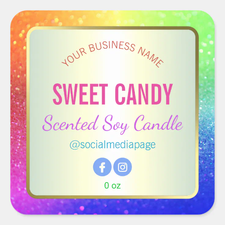 Bright Rainbow Glitter Product Label | Zazzle