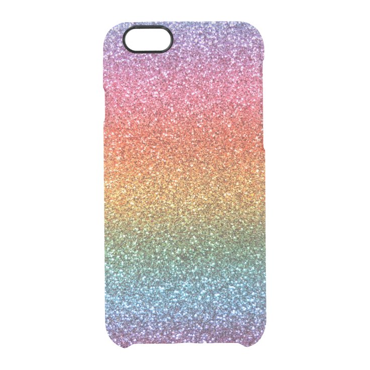 Bright rainbow glitter uncommon iPhone case | Zazzle