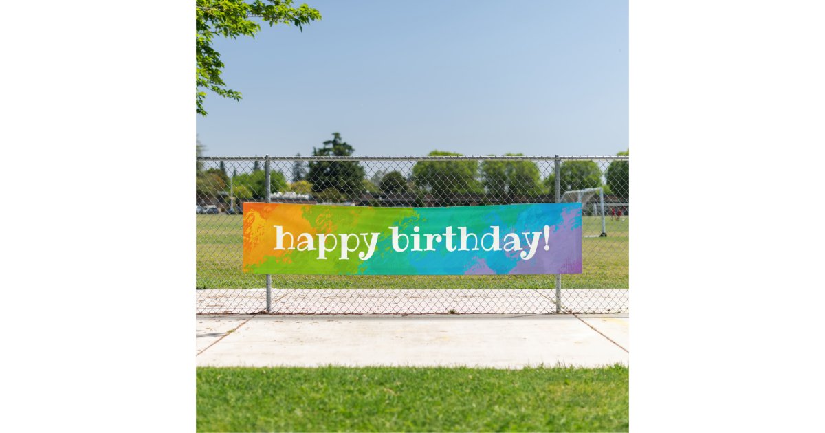 Bright Rainbow Happy Birthday Banner | Zazzle