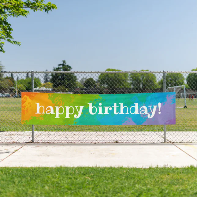 Bright Rainbow Happy Birthday Banner | Zazzle