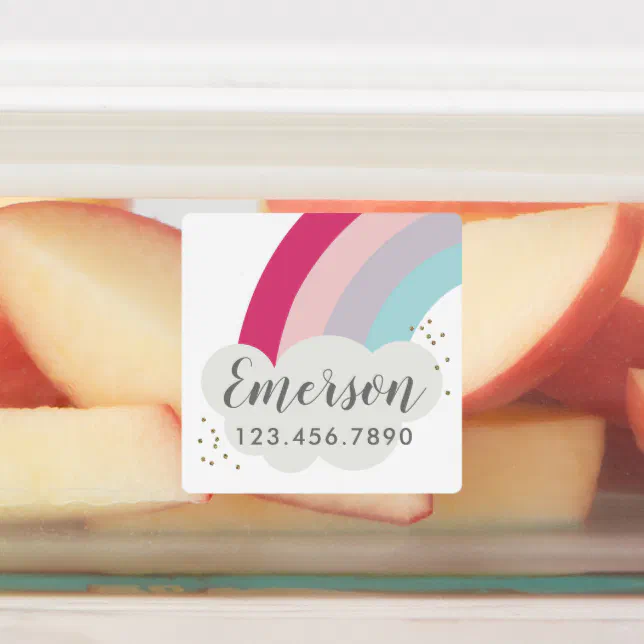 Bright Rainbow kids waterproof sticker label | Zazzle