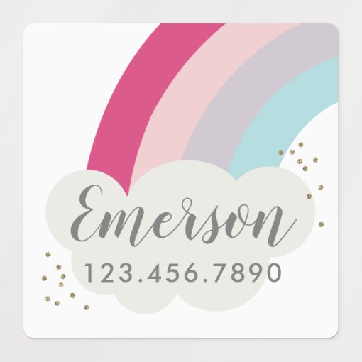 Bright Rainbow kids waterproof sticker label | Zazzle