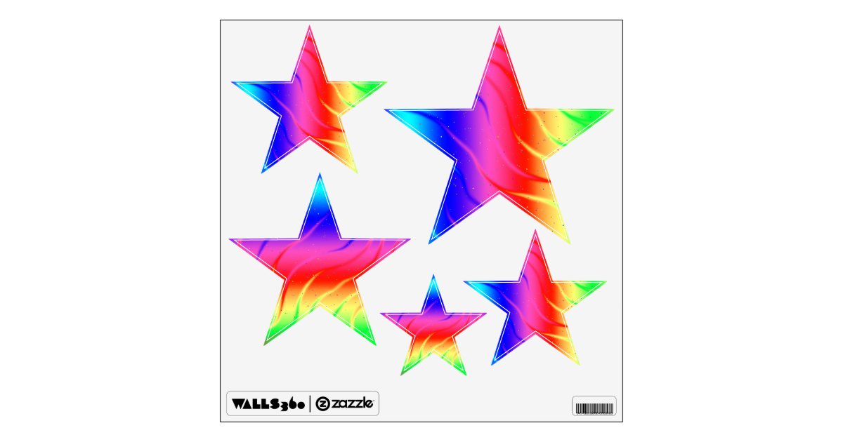 Bright Rainbow Stars Wall Decals | Zazzle