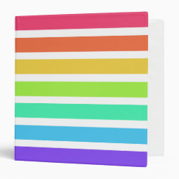 Bright rainbow stripes 3 ring binder | Zazzle