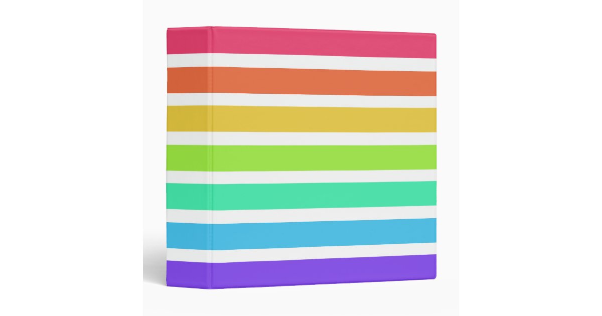 Bright rainbow stripes 3 ring binder | Zazzle