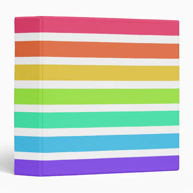 Bright rainbow stripes 3 ring binder | Zazzle