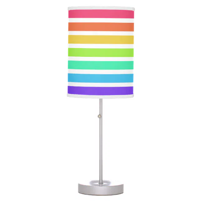 Bright rainbow stripes table lamp | Zazzle