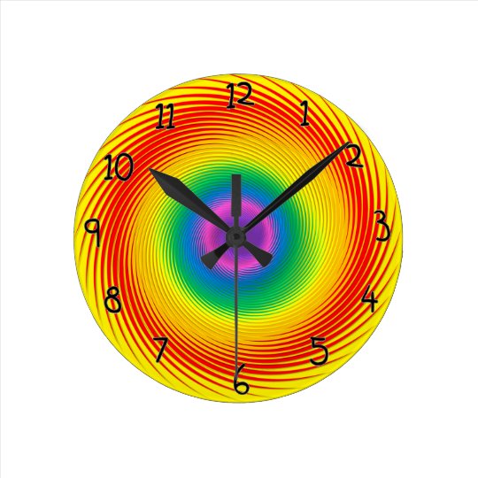 Bright Rainbow Swirl Kids Clock With Numbers | Zazzle.com