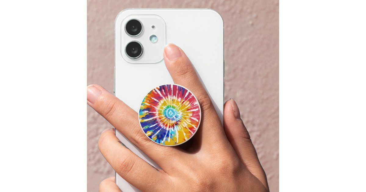 Bright Rainbow Tie Dye Swirl PopSocket | Zazzle