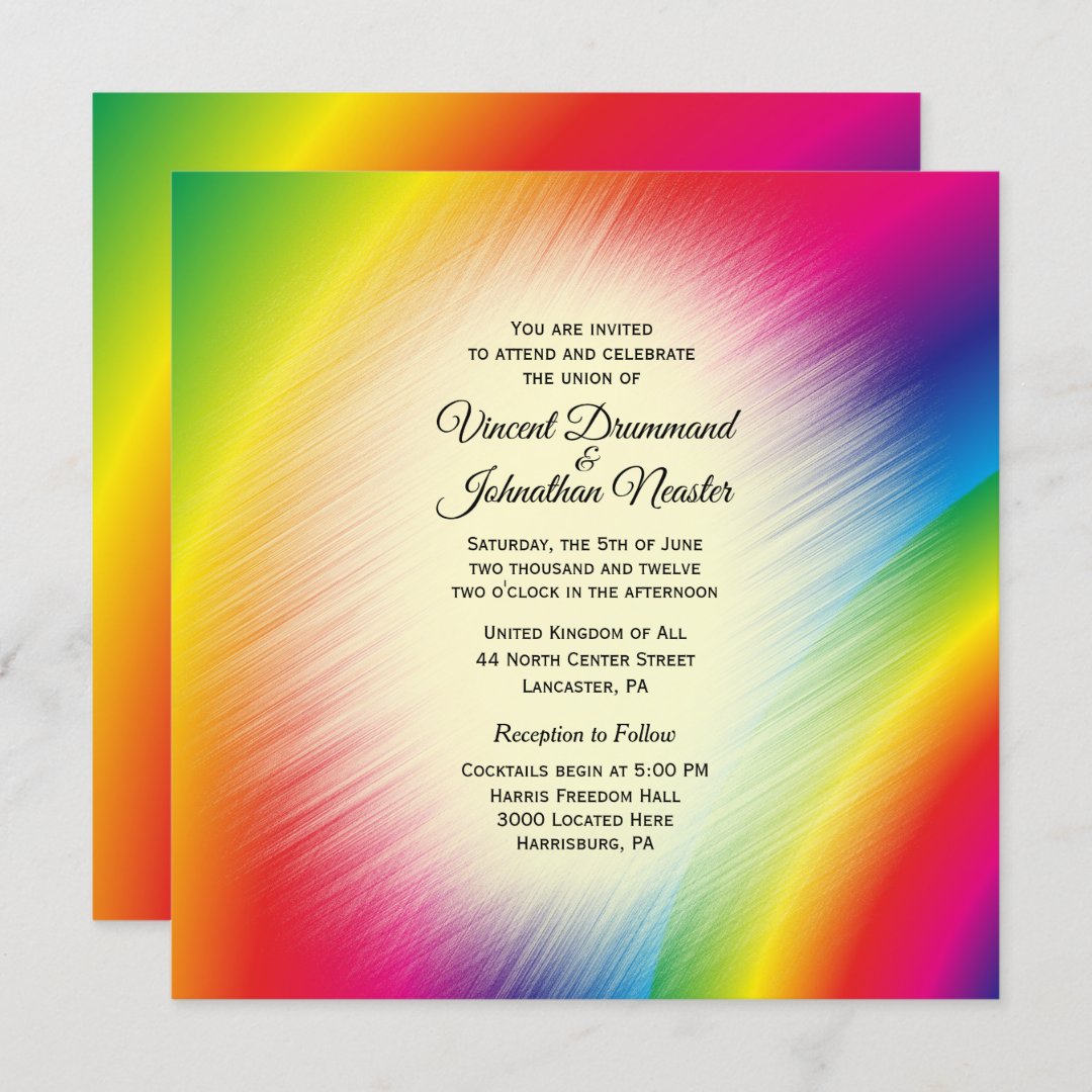 Bright Rainbow Wedding Invitations | Zazzle