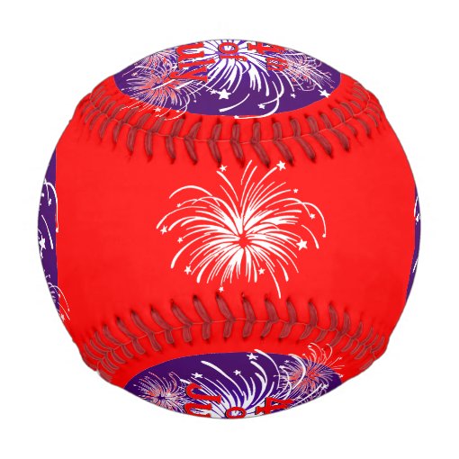 Bright Red 4th of July Fireworks Celebration Baseball | Zazzle