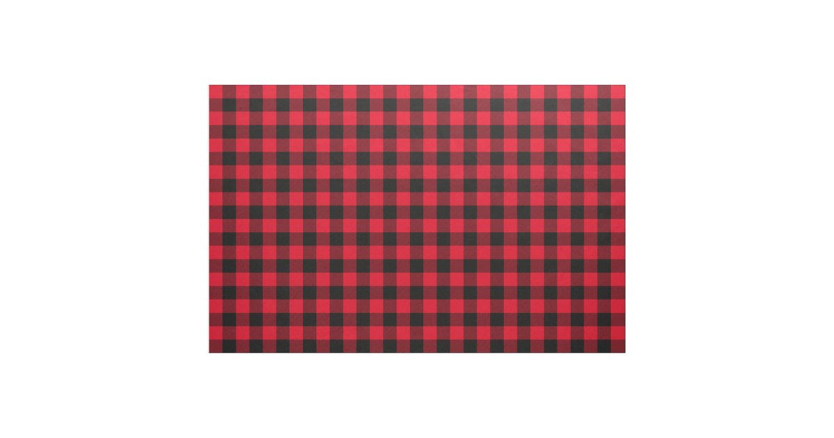 Bright Red and Black Buffalo Plaid Fabric | Zazzle