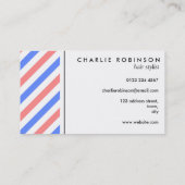 Bright red and blue barber stripe business card | Zazzle