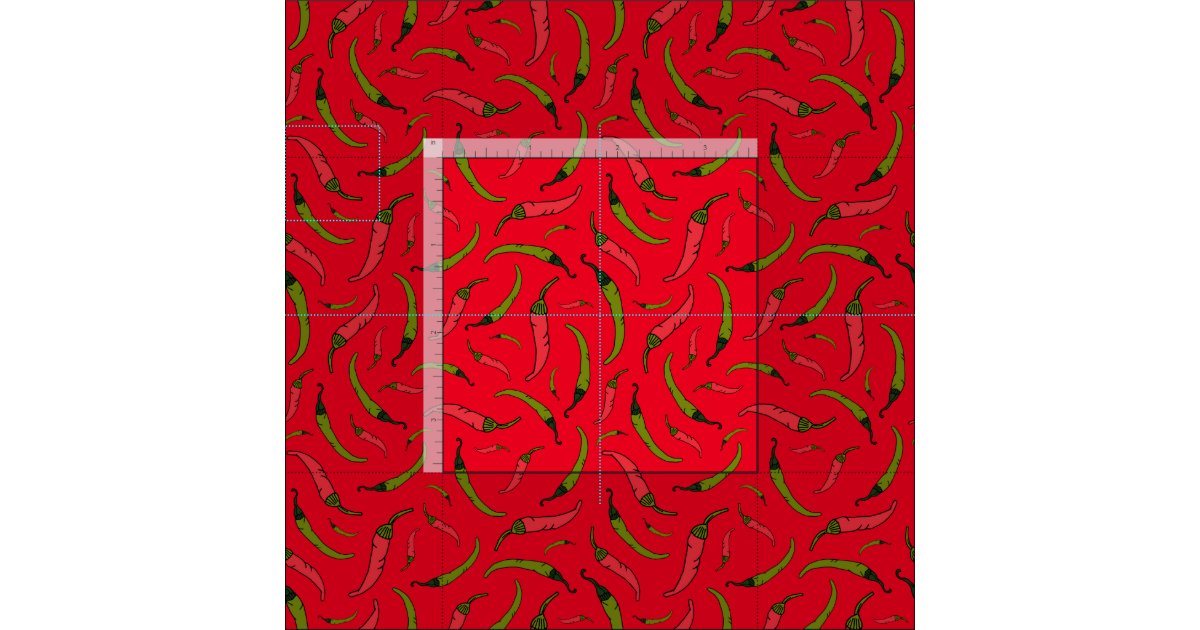 Bright Red and Green Chilli Pepper Food Pattern Fabric | Zazzle