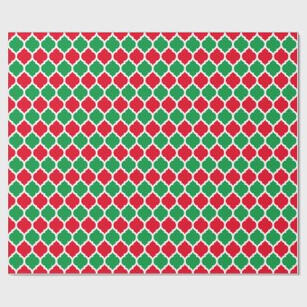 Bright Red and Green Christmas Quatrefoil Wrapping Paper | Zazzle