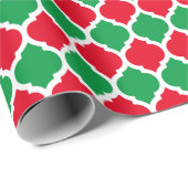 Bright Red and Green Christmas Quatrefoil Wrapping Paper | Zazzle