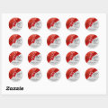 Bright Red and White Glitter Classic Round Sticker | Zazzle
