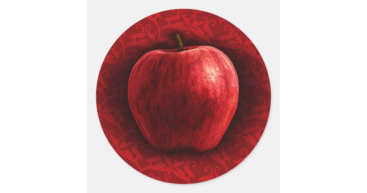 Bright Red Apple Classic Round Sticker | Zazzle