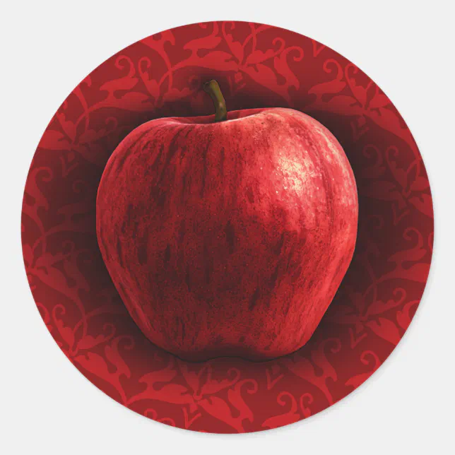 Bright Red Apple Classic Round Sticker | Zazzle