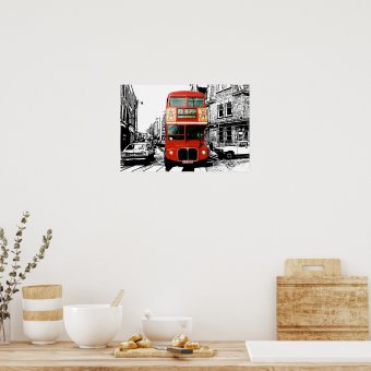 Bright Red Bus in London Poster | Zazzle