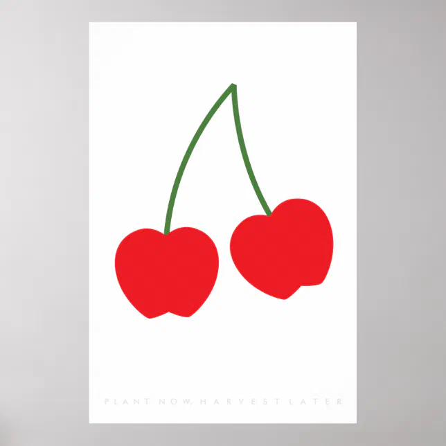 Bright Red Cherry Retro Poster 60's 70's Quote | Zazzle