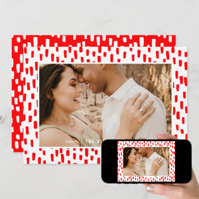 Bright Red Dashing Photo Frame Holiday Card | Zazzle