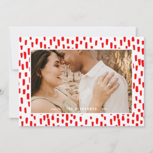 Bright Red Dashing Photo Frame Holiday Card | Zazzle