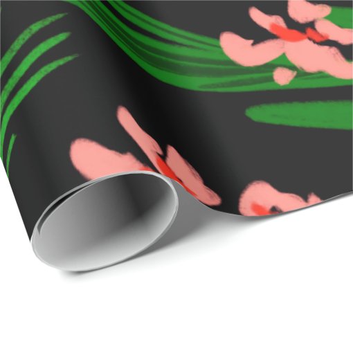 Bright Red Floral Christmas Design Wrapping Paper | Zazzle