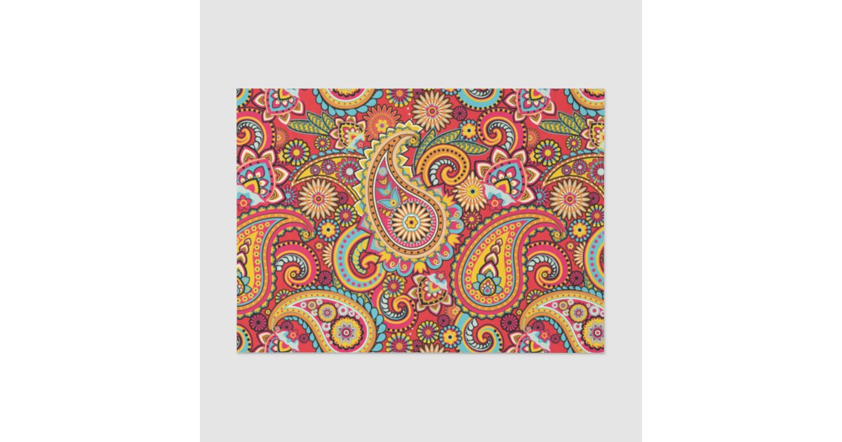 Bright Red Floral paisley seamless pattern Tissue Paper | Zazzle