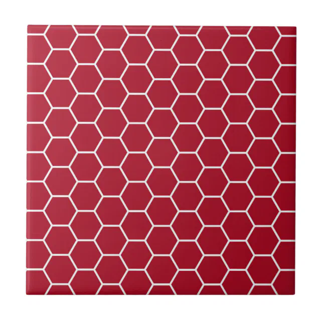 Bright Red Geometric Honeycomb Hexagon Pattern Tile | Zazzle
