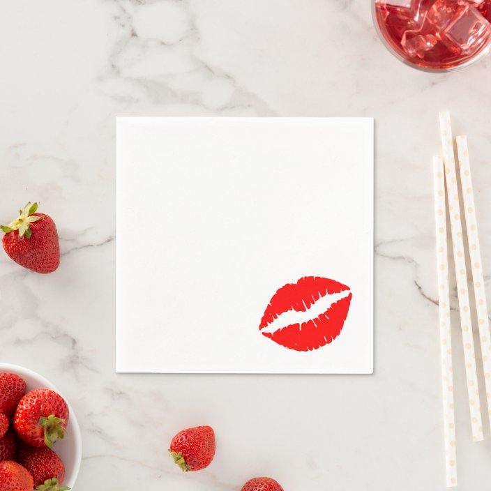Bright Red Lipstick Kiss Print Paper Napkins | Zazzle.com