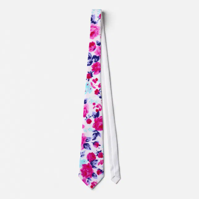 Bright Red, Purple, and Pink Floral Pattern Tie | Zazzle