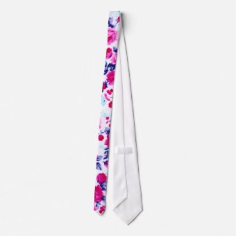 Bright Red, Purple, and Pink Floral Pattern Tie | Zazzle