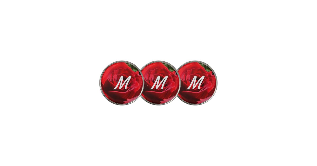 Bright Red Rose Flower Beautiful Floral Golf Ball Marker | Zazzle