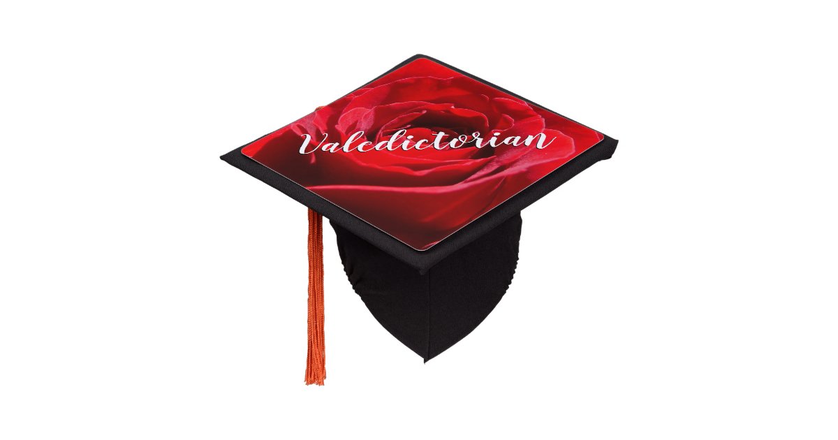 Bright Red Rose Flower Beautiful Floral Graduation Cap Topper | Zazzle