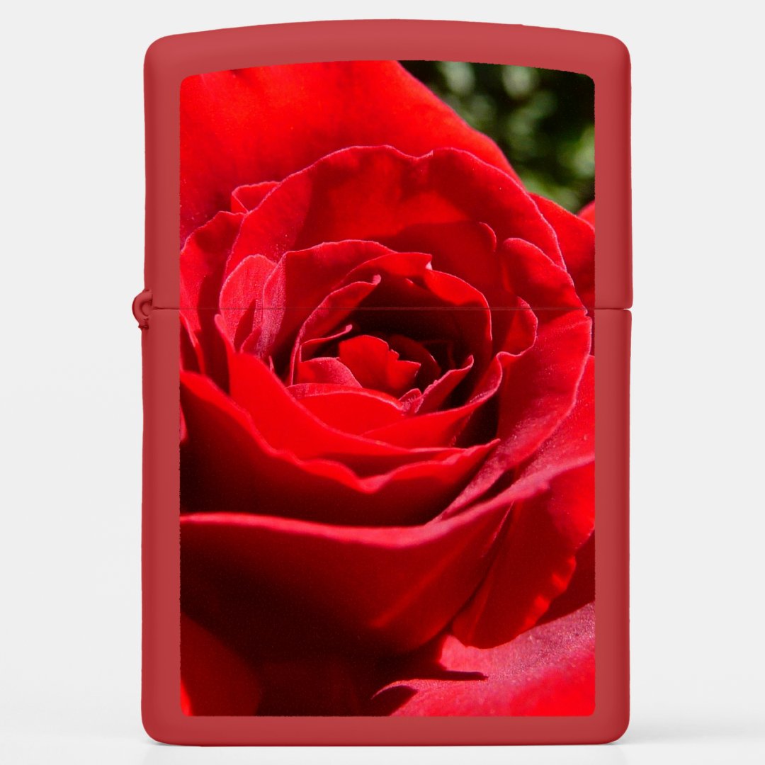 Bright Red Rose Flower Beautiful Floral Zippo Lighter | Zazzle