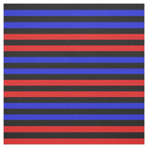 Midnight black, bright red stipe, stripes fabric | Zazzle