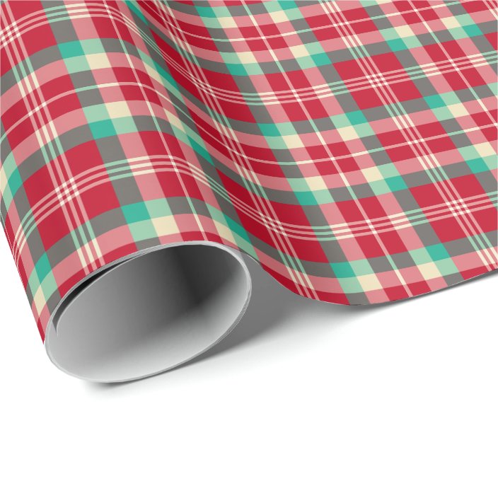 Bright Red Vintage Christmas Plaid Wrapping Paper | Zazzle
