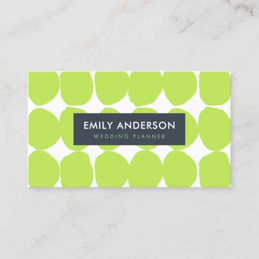 BRIGHT RETRO BIG HAND DRAWN LIME GREEN POLKA DOTS BUSINESS CARD | Zazzle