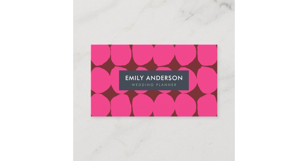 BRIGHT RETRO BIG HAND DRAWN PINK MAROON POLKA DOTS BUSINESS CARD | Zazzle