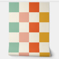 Bright Retro Checkerboard Pattern Multicolored Wallpaper | Zazzle