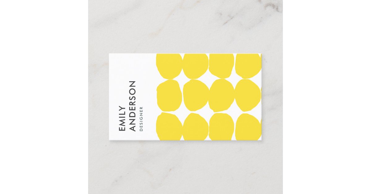 BRIGHT RETRO LARGE HAND DRAWN YELLOW POLKA DOTS BUSINESS CARD | Zazzle