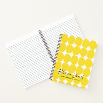 BRIGHT RETRO LARGE HAND DRAWN YELLOW POLKA DOTS NOTEBOOK | Zazzle