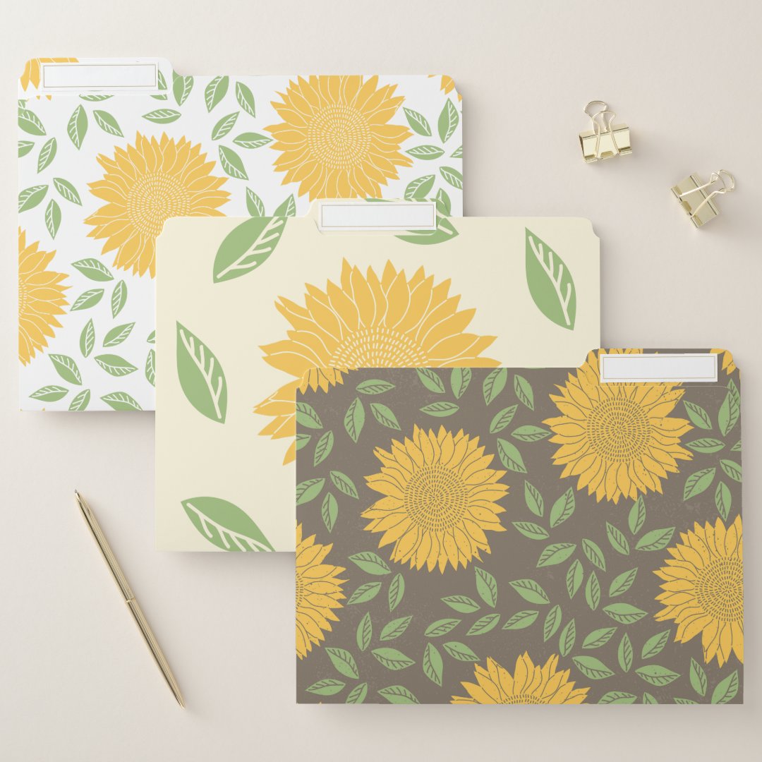 Bright Rustic Country Sunflower Pattern File Folder | Zazzle