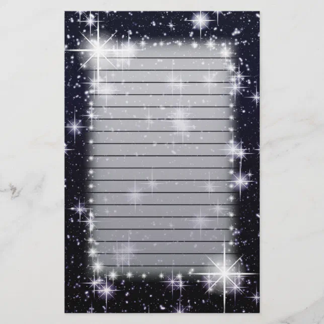 Bright Shining Stars In Space Lined Stationery | Zazzle
