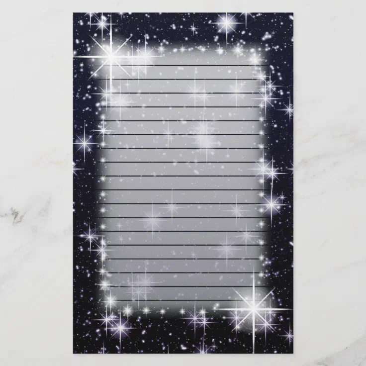 Bright Shining Stars In Space Lined Stationery | Zazzle