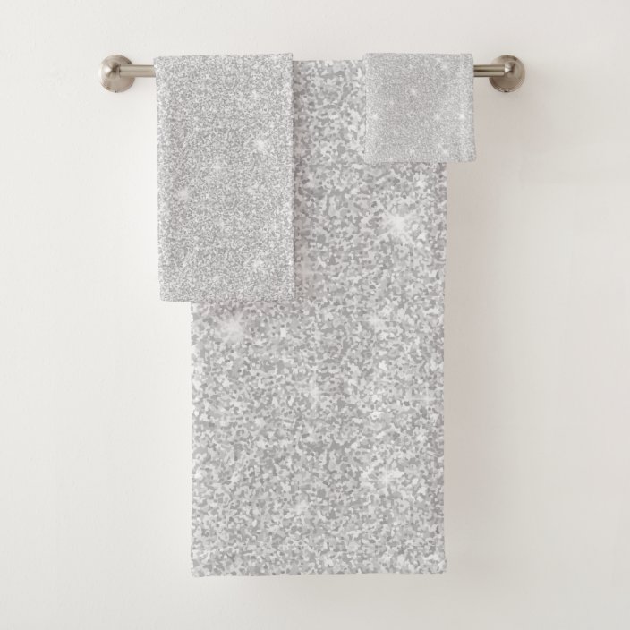 Bright Sparkle White Silver Color Merry Christmas Bath Towel Set ...