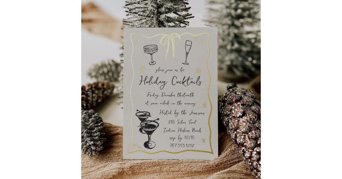 Bright Spirits | Holiday Cocktail Party Foil Invitation | Zazzle