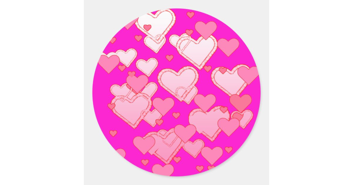 Bright Sprinkle of Falling Hearts Classic Round Sticker | Zazzle