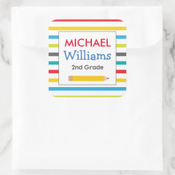 Bright Stripe School Labels | Zazzle